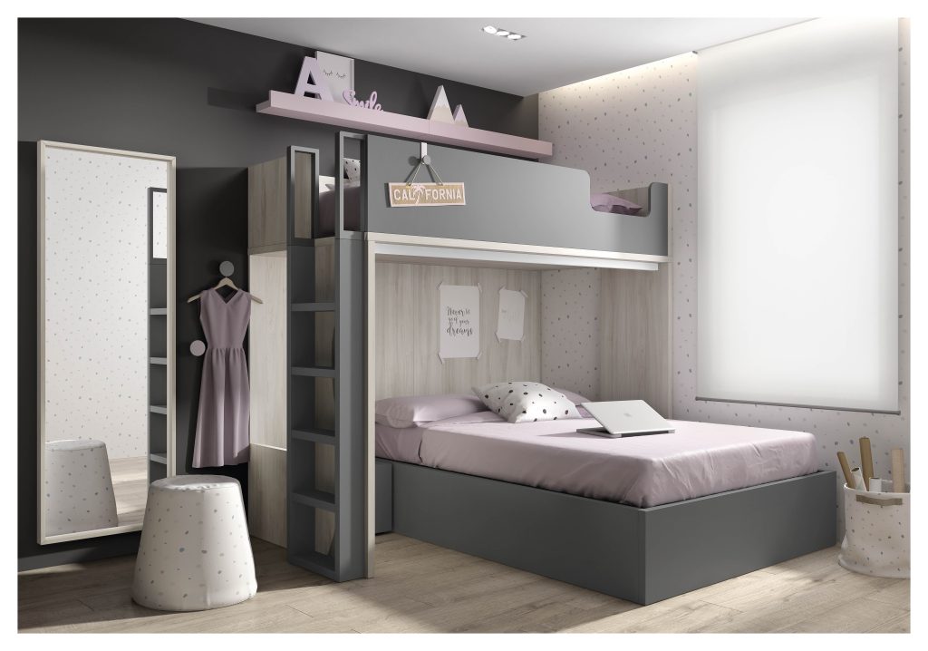 Litera cruzada con cama matrimonio 46-46 - Mueblecope