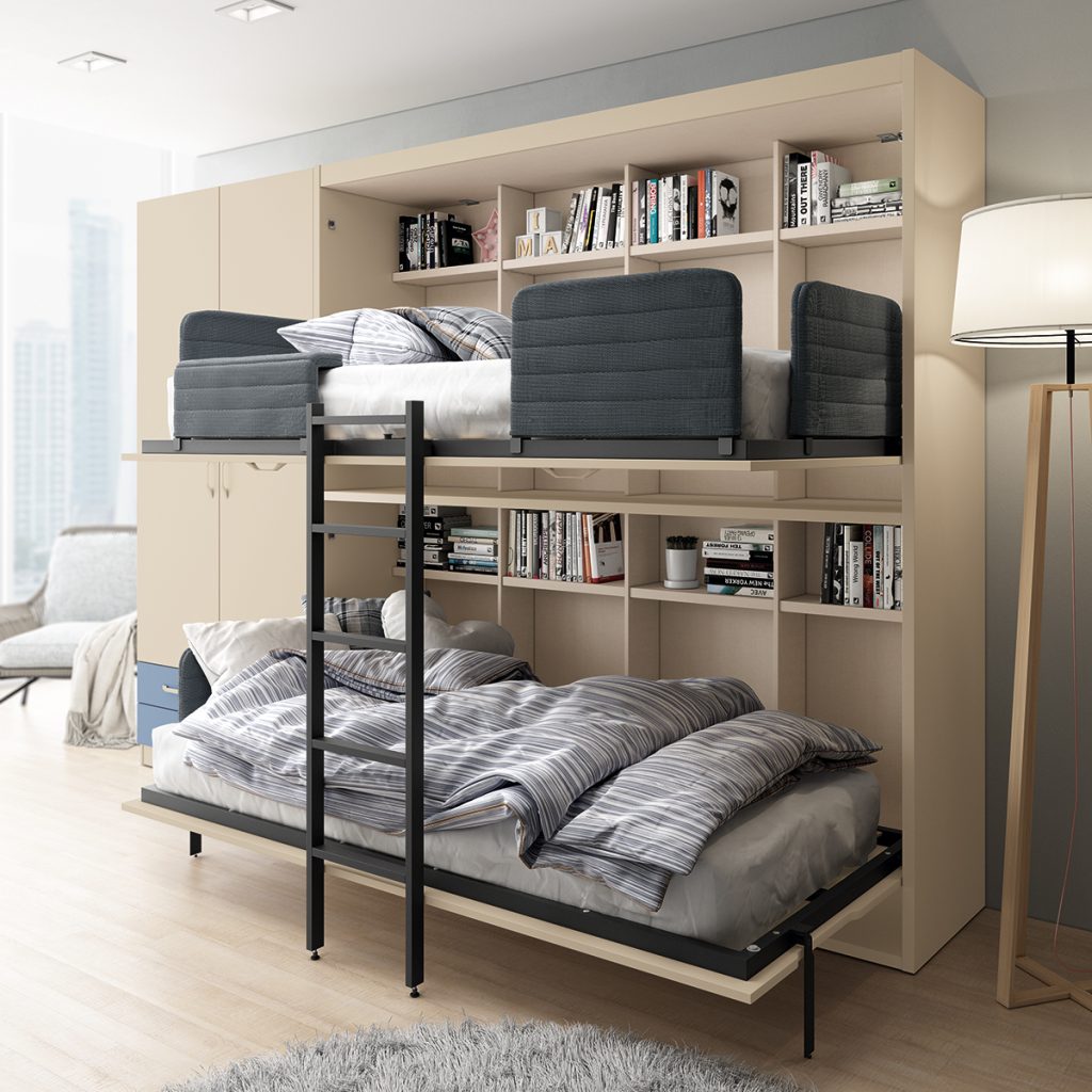 Dormitorio juvenil doble con literas abatibles 36-235 - Mueblecope